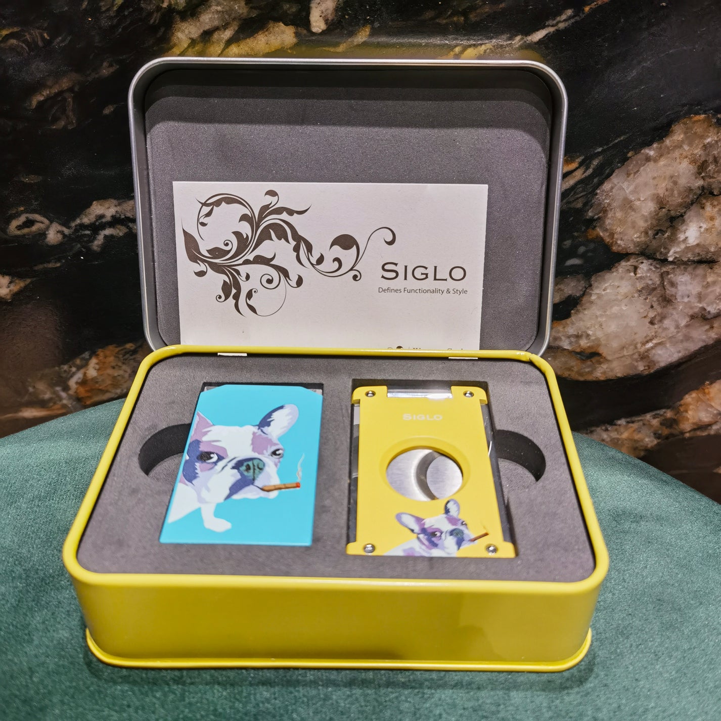 Siglo Bulldog Cigar Cutter & Lighter Gift Set – Double Bay Cigar & Pipe